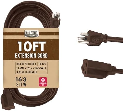 Amazon.com: Cablectric Brown Outdoor Extension Cord 10 ft, Weatherproof ...
