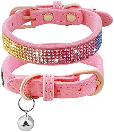 TIESOME Rhinestone Cat Collar with Bells, Bling Colorful Crystals ...