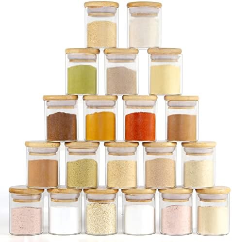 Urban Green Glass Spice Jars with Bamboo Lids, Spice Jars Set, Small ...