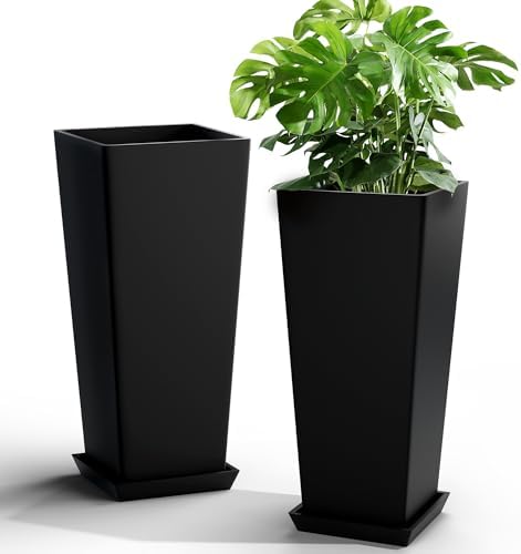 Amazon.com : Elevens Set of 2 Tall Outdoor Planters 24 Inch, Large ...