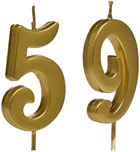 Amazon.com: MMJJ Gold 59th Birthday Candles, Number 59 Cake Topper for ...