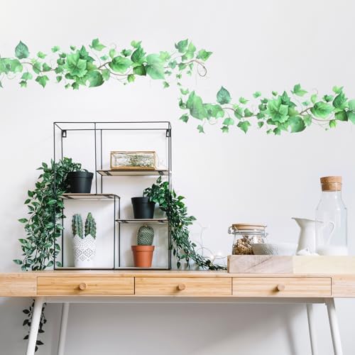 Amazon.com: Fresh Leaf Vine Wall Stickers, sacinora Natural Green ...