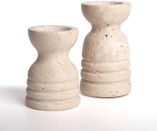 Amazon.com: Marble Taper Candle Holder,Travertine Stone Candlestick ...