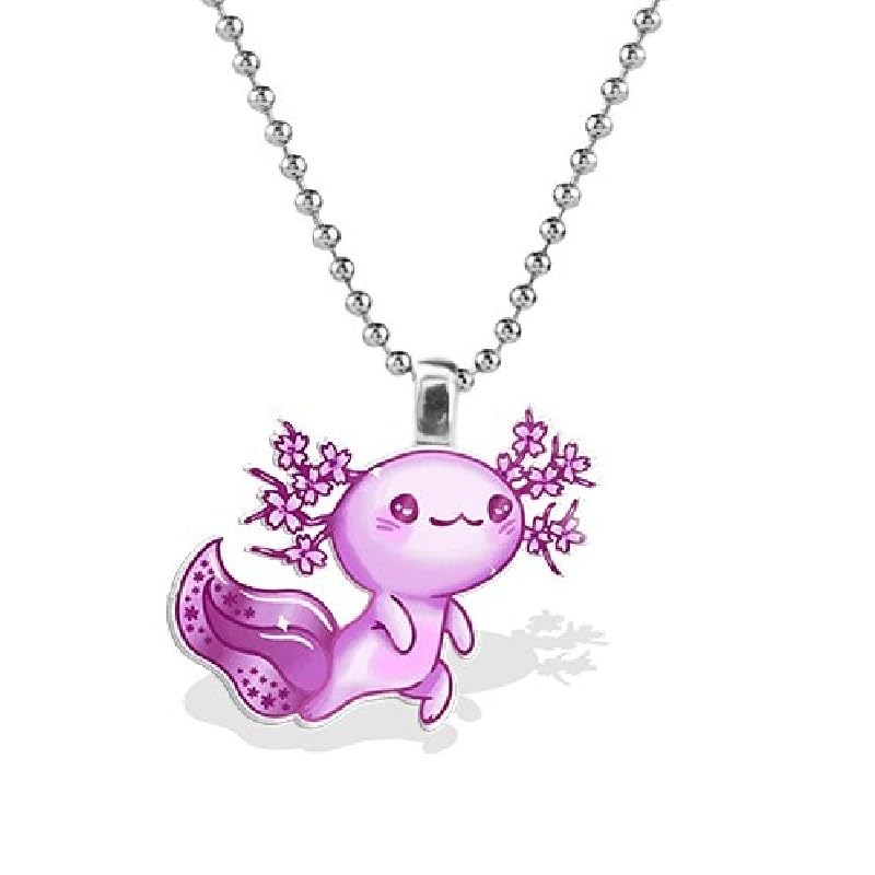Amazon.com: Axolotl Necklace Amphibian Salamander Pink Rose Green Teal ...