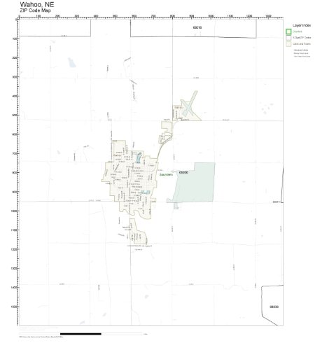Amazon.com : ZIP Code Wall Map of Wahoo, NE ZIP Code Map Not Laminated ...