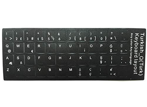 Turkish Turkce Universal Language Keyboard Stickers Labels Opaque Black ...