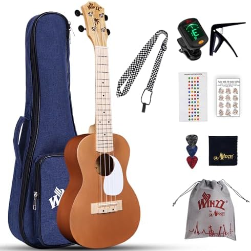 Winzz Concert Ukulele Kit for Adults & Kids, 23" Beginner Set with 9 ...