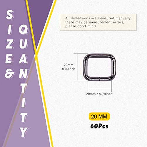 Snapklik.com : Swpeet 60Pcs 3/4 Inch - 20mm Gun-Black Metal Rectangle ...