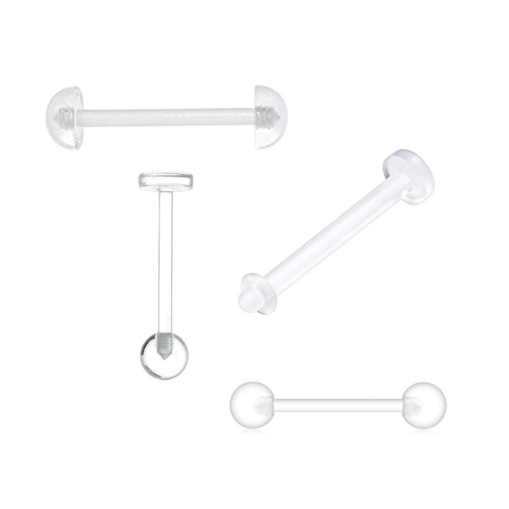 Amazon.com: BodyJewelryOnline 4PCs 14G Clear Acrylic Bioflex Tongue ...