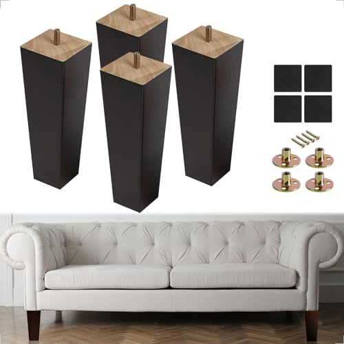 Amazon.com: HAUSIST 8 Inch Wood Furniture Legs - Set of 4, Solid Wooden ...