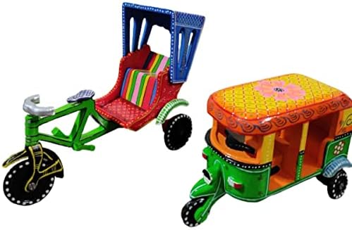 Bobo Handpainted Handcrafted Wooden Rickshaw Combo Pack- Auto Rickshaw ...