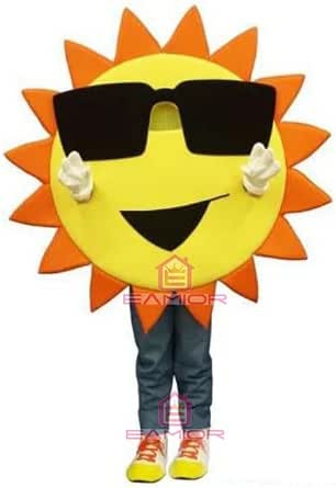 Amazon.com: Cool Sun Mascot Costume Dressed in Sunglasses Adult Size ...