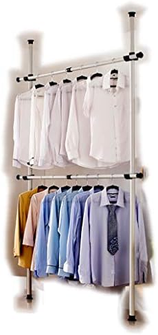 Goldcart® Heavy Duty Telescopic Wardrobe Organizer, Movable Hanging ...