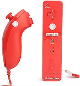 Nunchuck Motion Plus Remote Controller Set for Nintendo Wii, Wii U-Red ...
