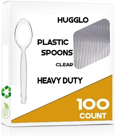 Amazon.com: HUGGLO Heavy Weight Plastic Spoons, Clear Disposable, BPA ...