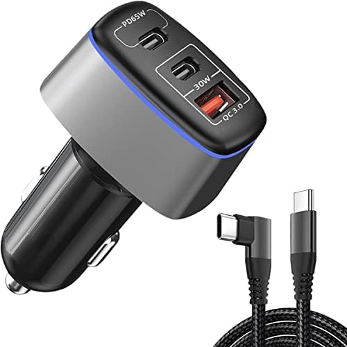 USB C PD 95W Car Adapter, 3 Ports PD3.0 PPS 65W/30W+QC 30W PD Car Charger Cigarette Lighter ...