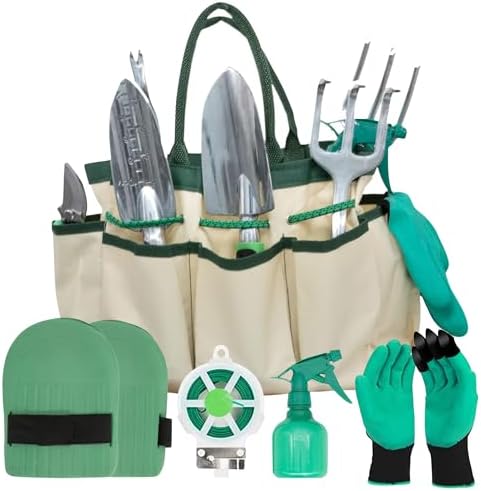 Bokhot Garden Tools Set Gardening Hand Tool Gift Kit with Heavy Duty ...