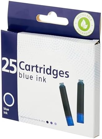 25 x Standard Sized Universal Blue Fountain Pen Ink Cartridge Refills ...