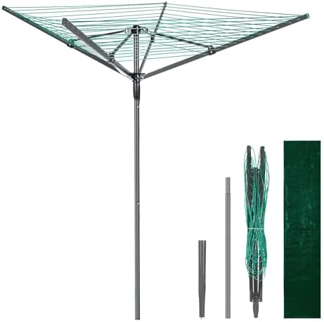 4 Arm 45M Rotary Washing Line Heavy Duty Clothes Airer Dryer for ...