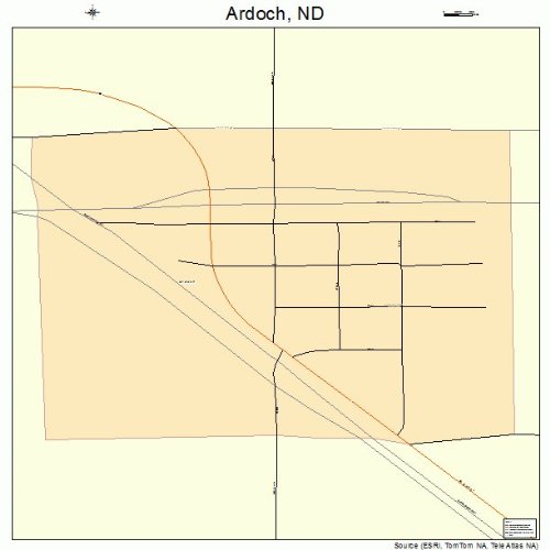 Large Street & Road Map of Ardoch, North Dakota ND - Printed poster ...