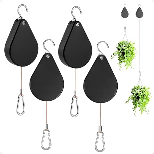 Amazon.com: WROSWT Upgraded Retractable Plant Hanger,Plant Pulleys for ...