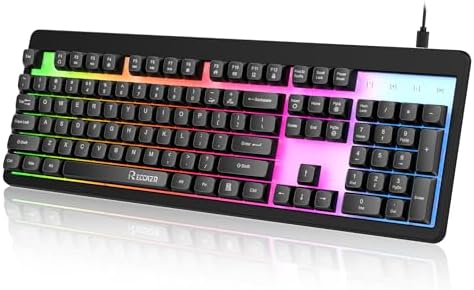 Amazon.com: BAKTH 7 Colors LED Backlit Gaming Keyboard, Mechanical ...