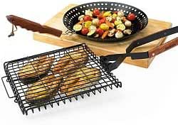 Amazon.com : Brookstone BBQ Skillet& Basket Set : Grill Baskets : Patio ...