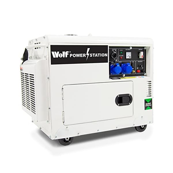 Wolf 5500w Diesel Generator WPS7500DBE Key Start 6.9KVA 9.5HP Quiet 2 x ...
