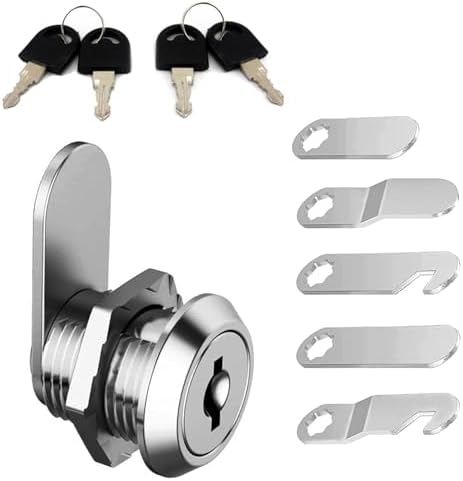 Security Cam Lock with 4 Keys and 5 Lock Plates - Zinc Alloy and Chrome ...