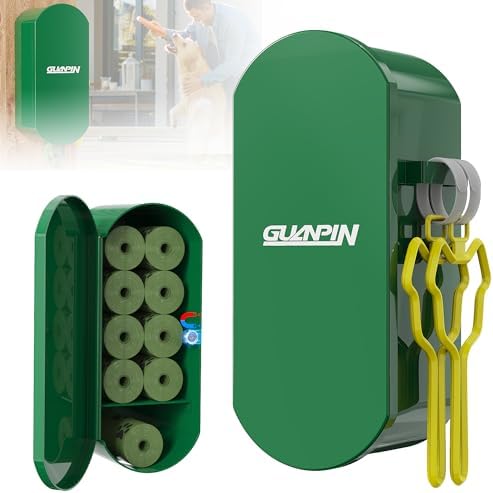 guanpin Dog Poop Bag Dispenser with 2Pcs Dog Poop Bag Holder, Steel Dog ...