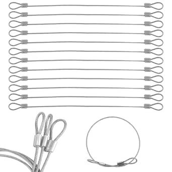 Acrux7 12 Pack 20 Inch Vinyl Coated Stainless Steel Cable 1/8 inch (3 ...