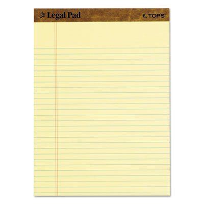 The Legal Pad Ruled Perforated Pads, 8 1/2 x 11 3/4, Canary, 50 Sheets ...