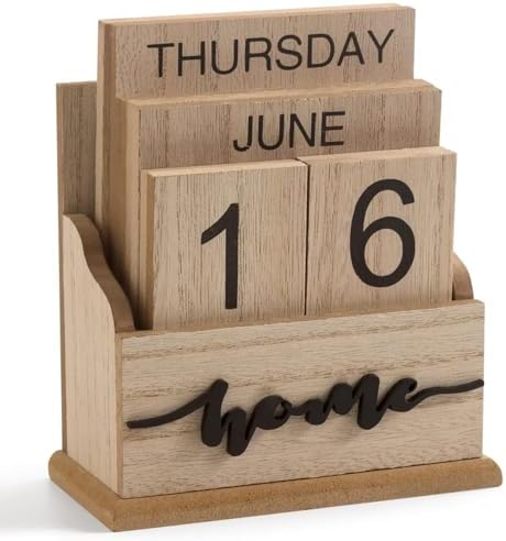 Amazon.com : Block Calendar for Desk, Perpetual Wood Blocks for Home ...