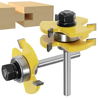 2Pcs Router Bits Set, 1/4inch Shank Tongue Groove Router Bit Tool Set ...
