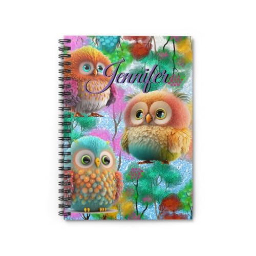 Amazon.com: Personalized Owl Spiral Notebook - Colorful Owls Journal ...