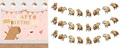 Amazon.com : Cheereveal Pink Capy Theme Birthday Backdrop 3 x 5ft ...