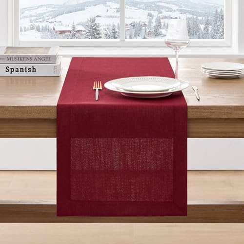 Amazon.com: Burgundy Red Table Runner with Tassels 72 Inches Long for ...