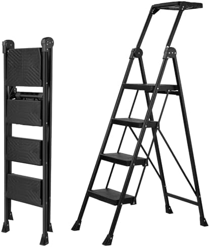 XinSunho 4 Step Ladder, Foldable Handrail & Tool Tray Stool Ladders ...
