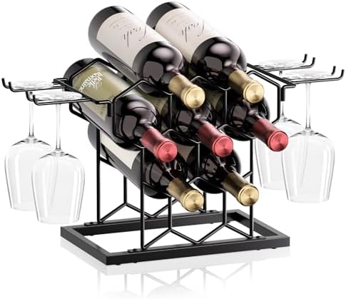 Amazon.com: WYZJAZLE Countertop Wine Rack Small Wooden Wine Bottle ...