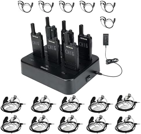 Amazon.com: Retevis 2 Way Radios with Earpiece(6 Pack) with Covert Tube ...