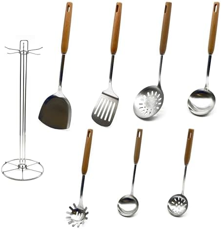 Amazon.com: Hommony Cooking Utensils Set, 8-Piece 304 Stainless Steel ...