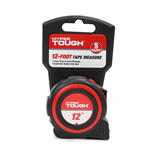 Hyper Tough 12-FOOT TAPE MEASURE Large Easy To Read Markings • Rubber ...