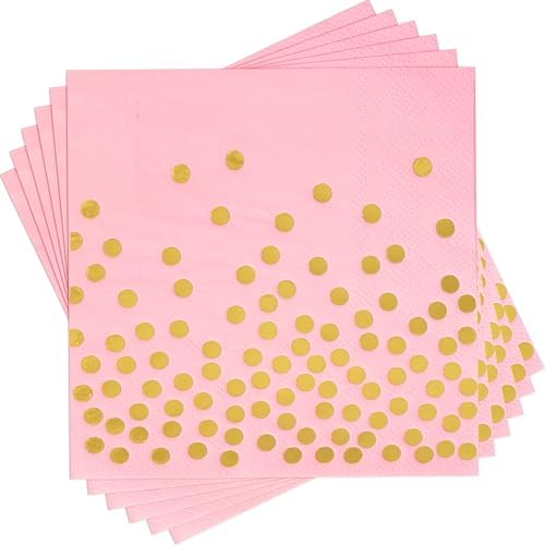 Amazon.com: 100 Pcs Pink Cocktail Napkins - Pink and Gold Paper Napkins ...