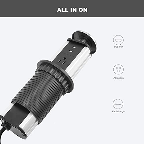 PopUp Socket, Retractable Recessed Outlet with 3 AC Ouletes 2 USB Ports ...