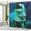 Amazon.com: Ambesonne Outer Space Shower Curtain, Martian UFO Alien in ...