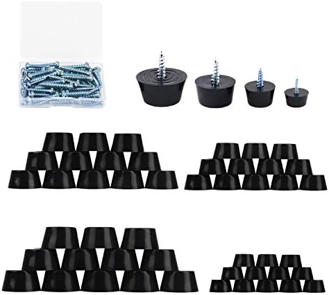 48PCS 4 Size Anti Scratch Screw-on Round Black Rubber Feet Bumpers Pads ...