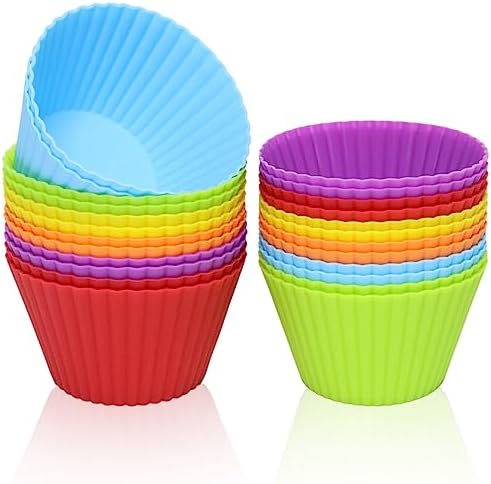 Eolilim 24PCS 9 cm Large Reusable Silicone Baking Cups Multi Color ...