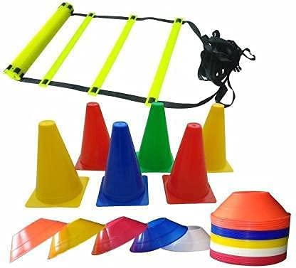 RANAC Sports 9 Inch Cones Pack of 12, 20 Space Markers & 4 Meter ...