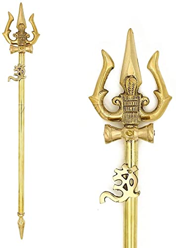 Buy Vedic Vaani Brass Lord Shiva Mahadev Om Trishakti Trishul Shoolam ...