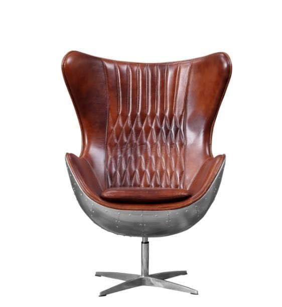 JOUETS BY EDUSPARK Aviator Wingback Chair, Vintage Leather Lounge Chair ...